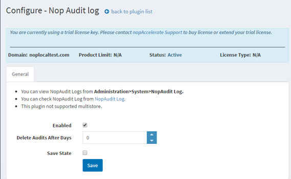 Nop Audit Plugin For NopCommerce- nopAccelerate Shop